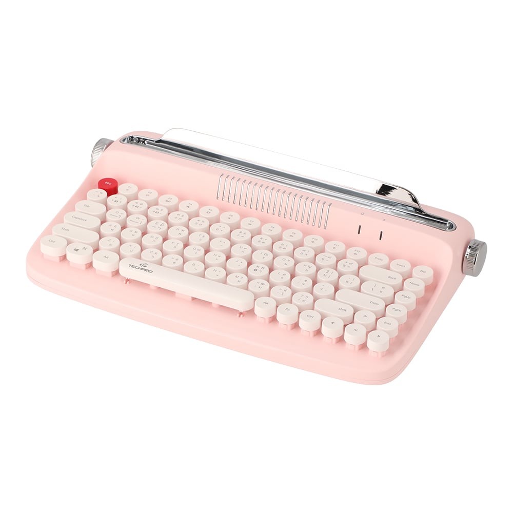 TECHPRO คีย์บอร์ดไร้สาย Retro Mini Bluetooth (84Keys) B303 - Pink ...