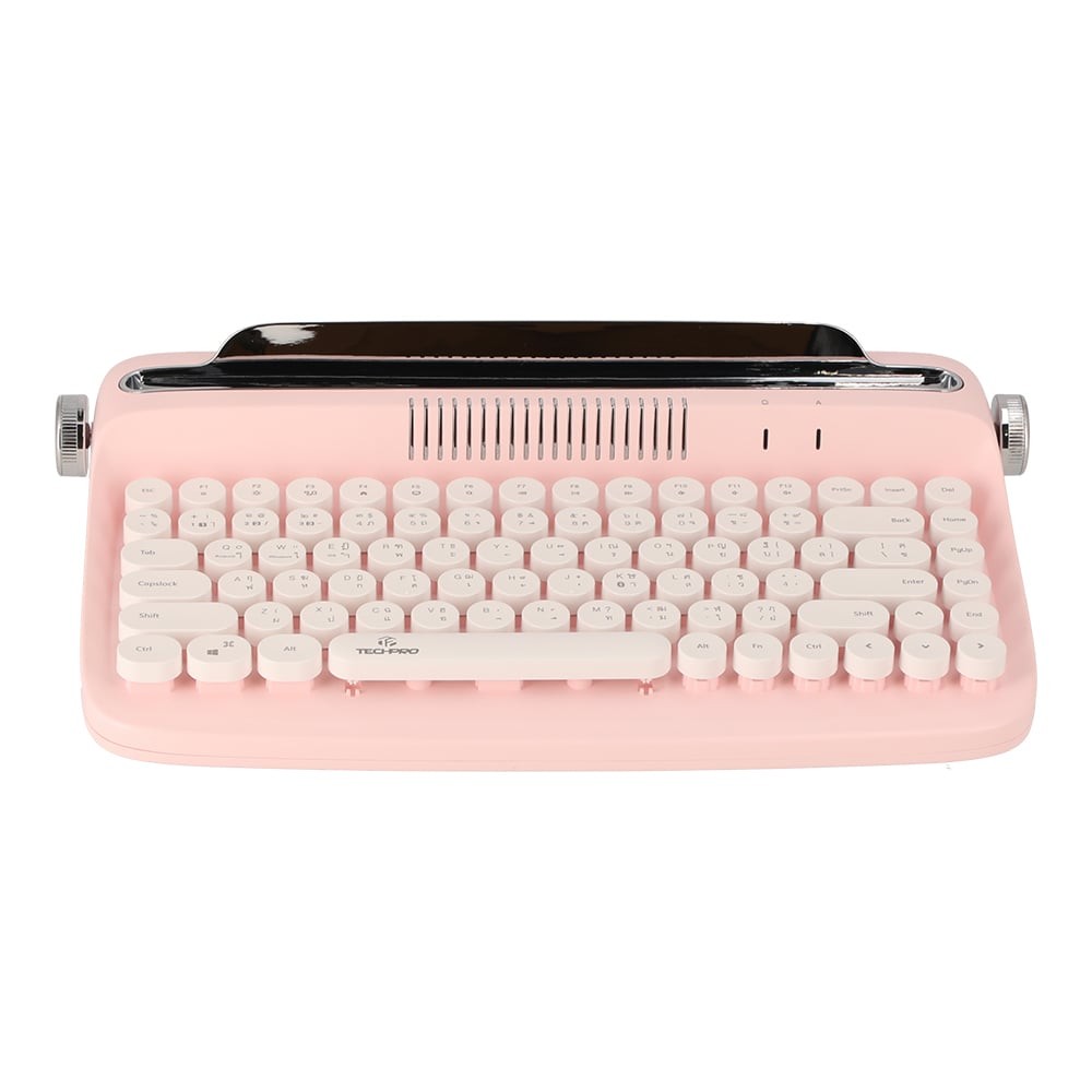 TECHPRO คีย์บอร์ดไร้สาย Retro Mini Bluetooth (84Keys) B303 - Pink ...