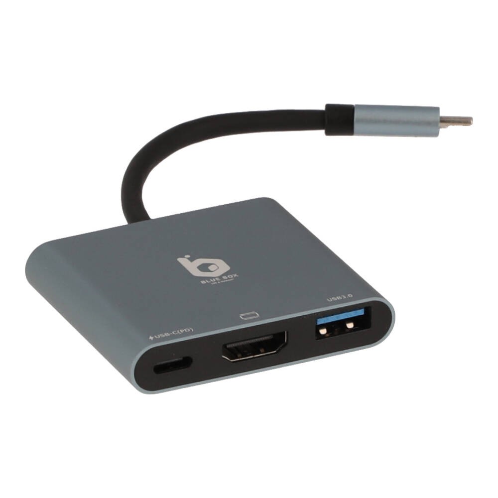 Blue Box USB Type-C Hub 3-in-1 Silver Grey | Education Studio7