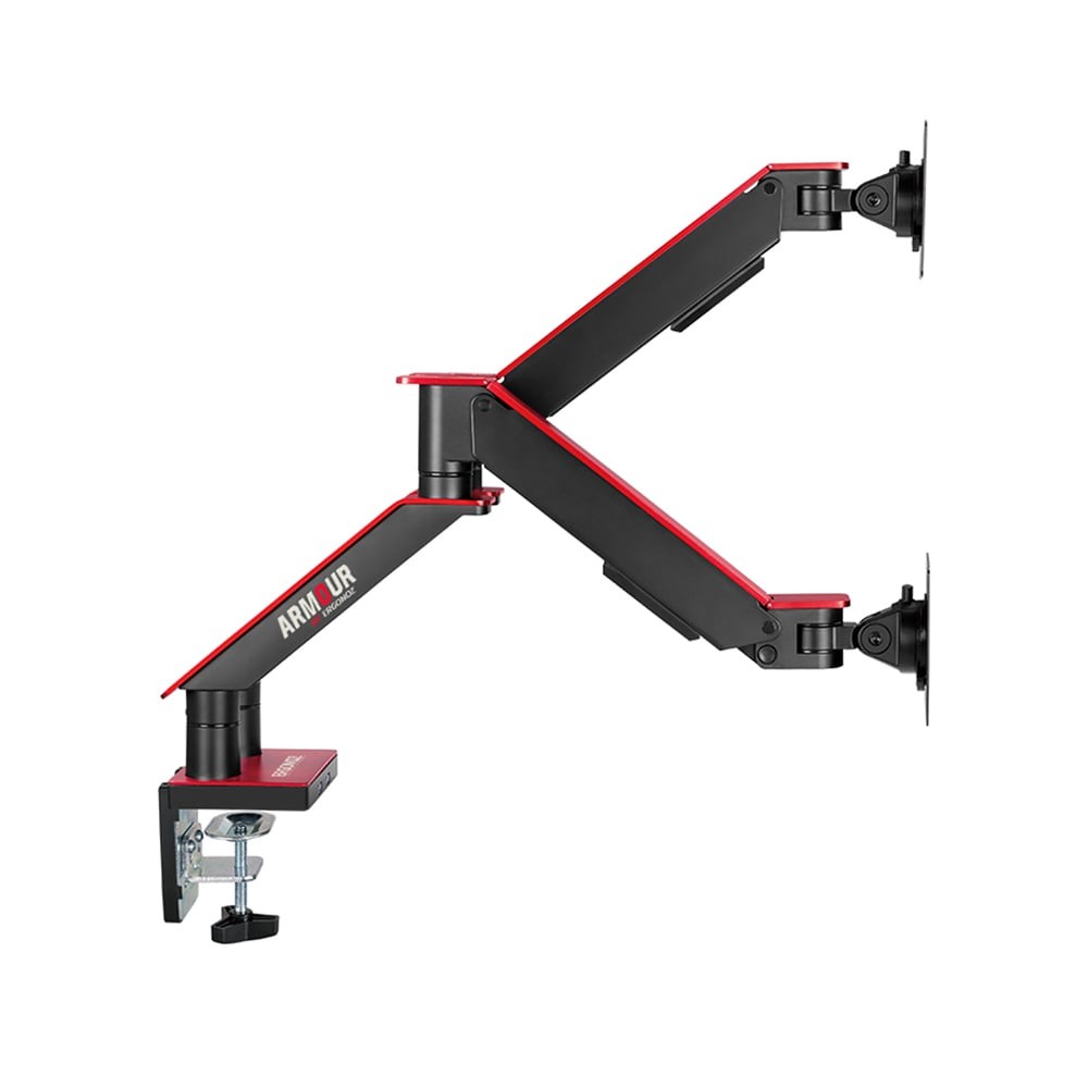 แขนจับจอมอนิเตอร์ ERGONOZ Dual Monitor Arm Twin Armour สี Black/Red ...
